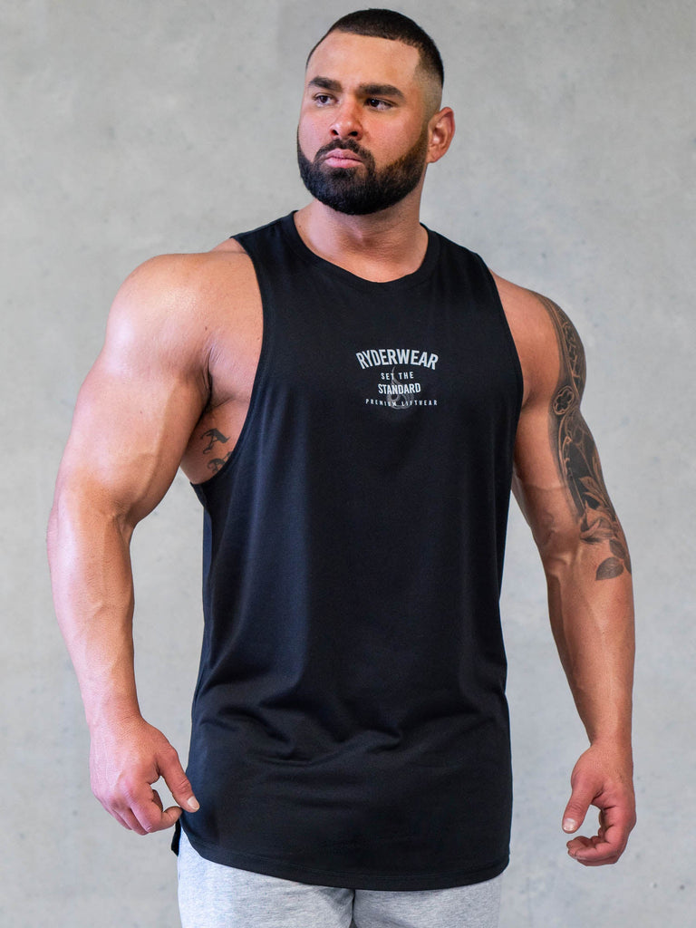 Legacy Drop Armhole Tank - Black - Ryderwear Wholesale (AU)