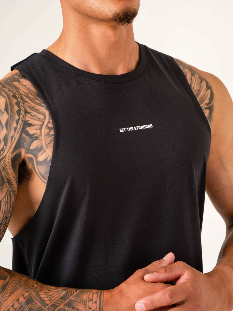Emerge Drop Armhole Tank - Faded Black - Ryderwear Wholesale (AU)