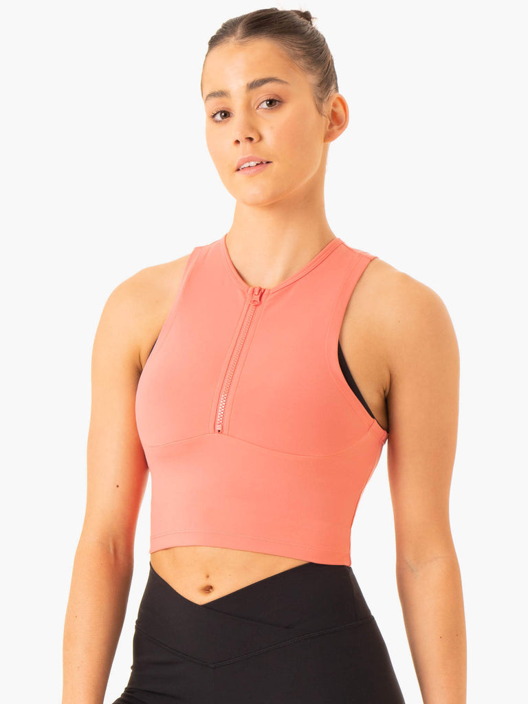 Embody Zip Up Crop - Rose Pink - Ryderwear Wholesale (AU)