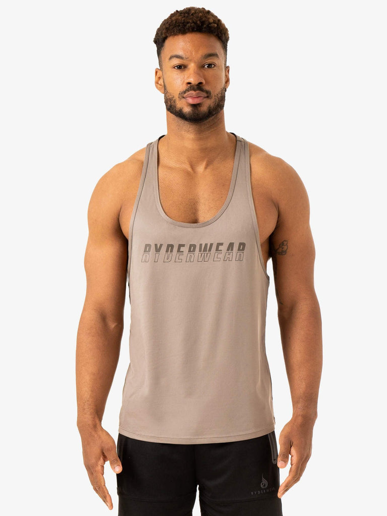 Overdrive Stringer T-Back - Mushroom - Ryderwear Wholesale (AU)