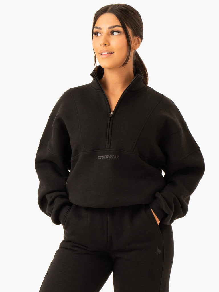 Sideline Half Zip Jumper - Black - Ryderwear Wholesale (AU)