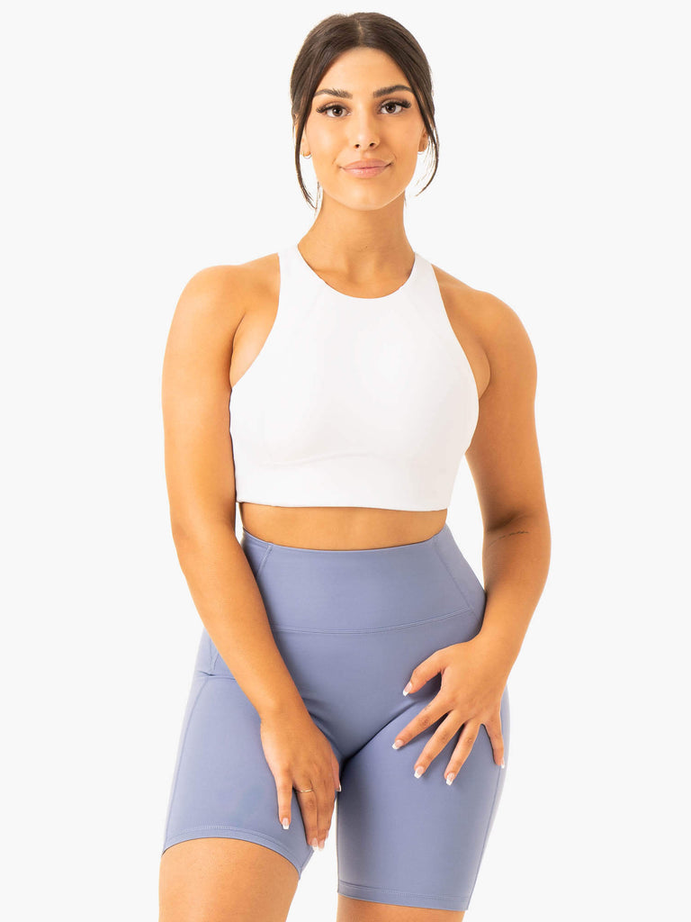 NKD Frame Long Line Sports Bra - White - Ryderwear Wholesale (AU)