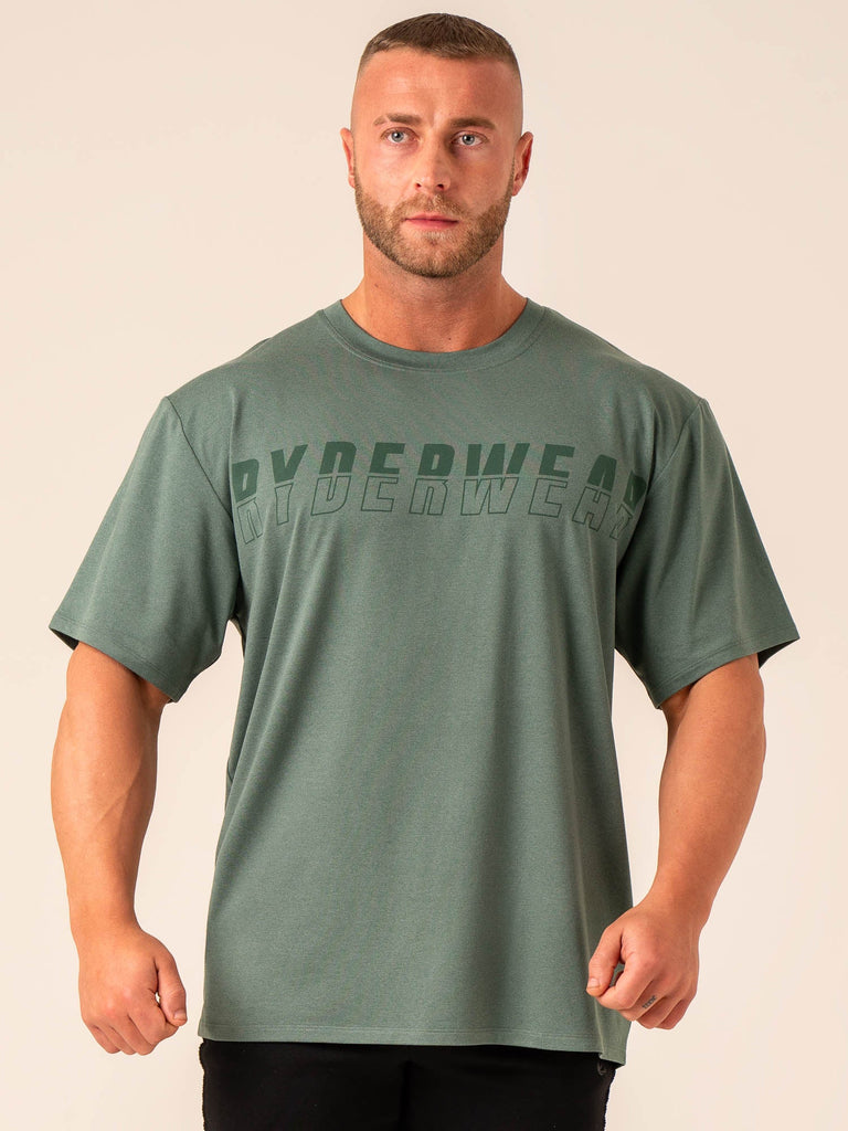 Soft Tech Oversized T-Shirt - Fern Green Marl - Ryderwear Wholesale (AU)