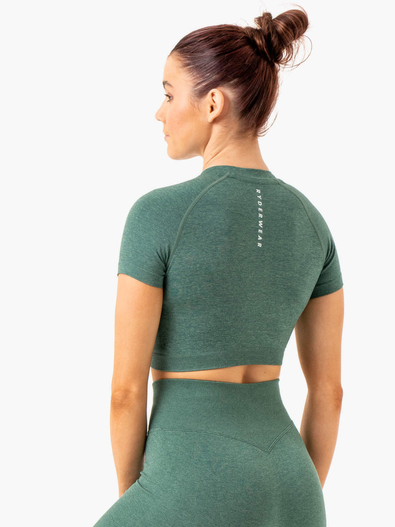 Essential Seamless Tee - Green Marl - Ryderwear Wholesale (AU)