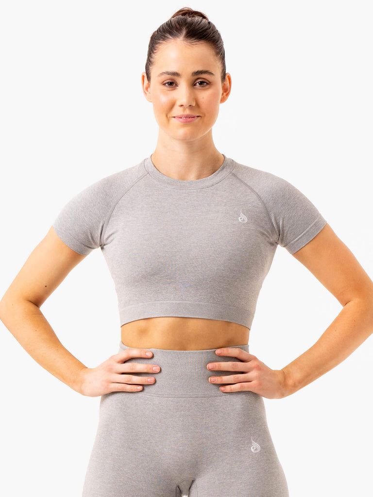 Essential Seamless Tee - Light Grey Marl - Ryderwear Wholesale (AU)