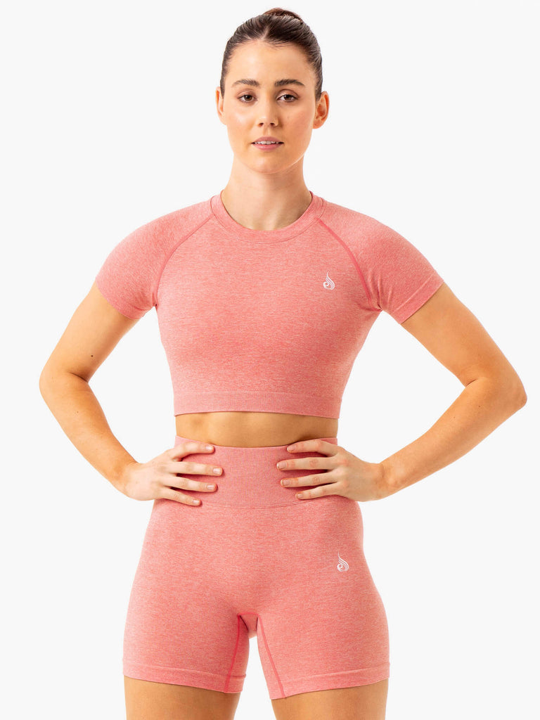 Essential Seamless Tee - Pink Marl - Ryderwear Wholesale (AU)